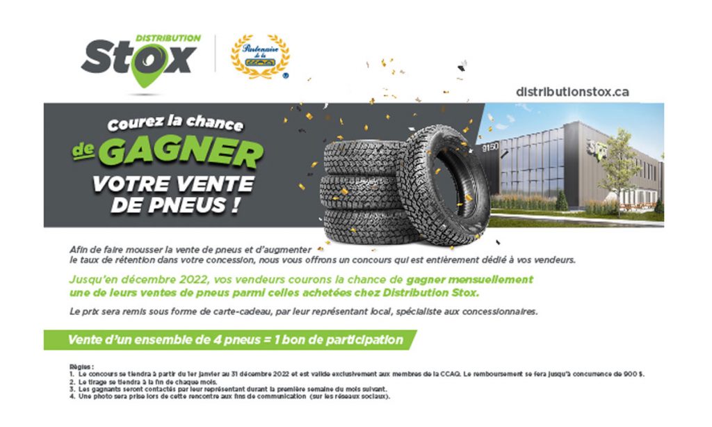 Concours, gagnez vos pneus de Distribution Stox - Affaires automobiles